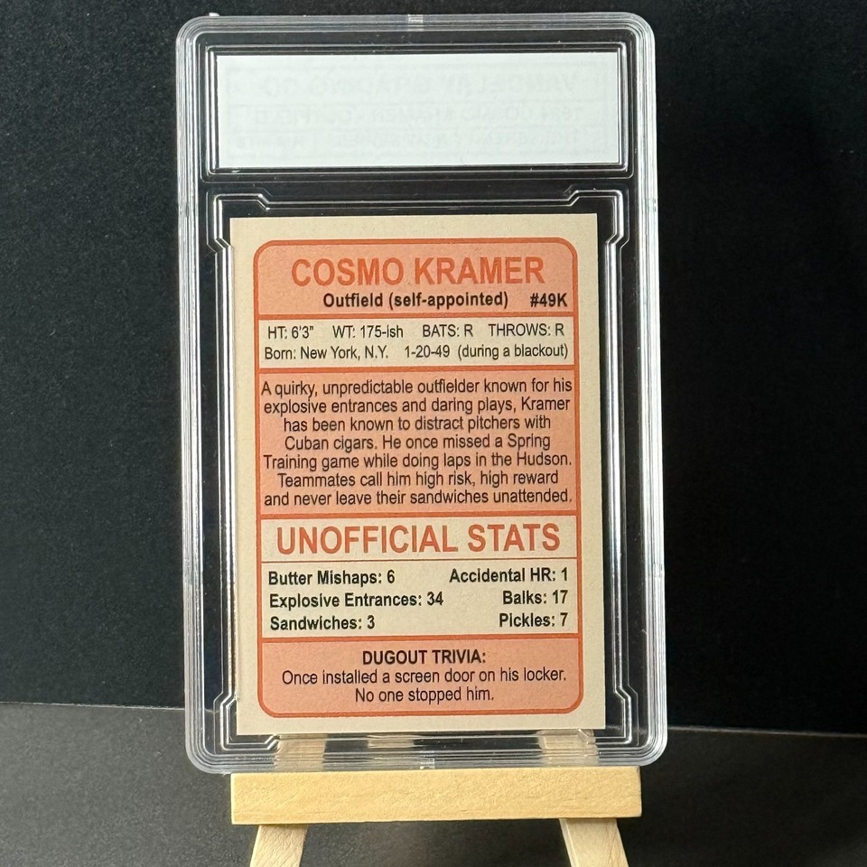 COSMO KRAMER SEINFELD SLABBED BASEBALL CARD • VANDELAY GRADING CO ...