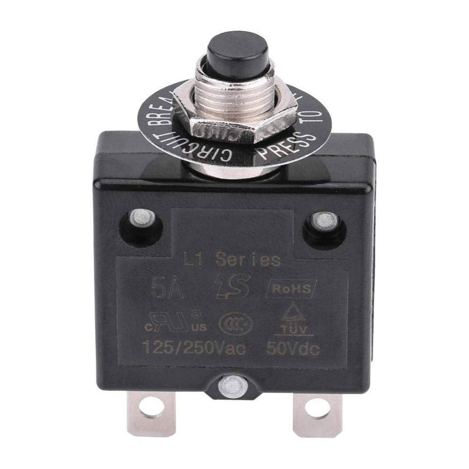 Circuit Breaker, 15A Manual Reset Thermal Switch, 125-250V AC 50V DC ...