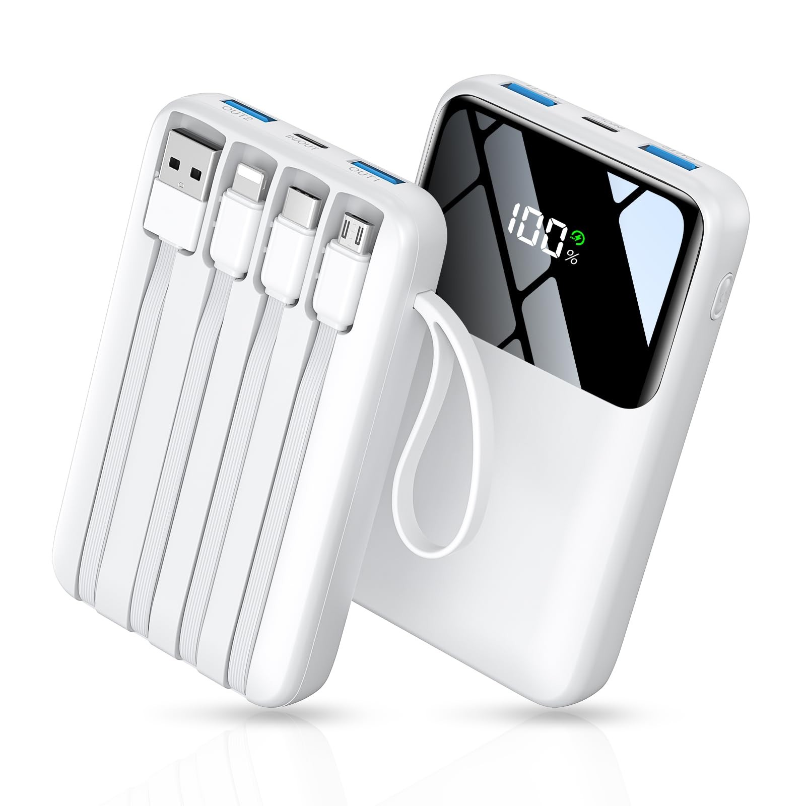 Power Bank, 15000mAh Portable Charger with Built in Cable, 22.5W Fast ...