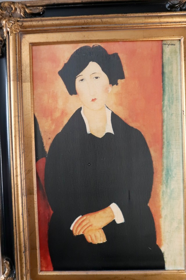 " The Italian Woman " by Amedeo Modigliani Wood Framed Art Print on ...