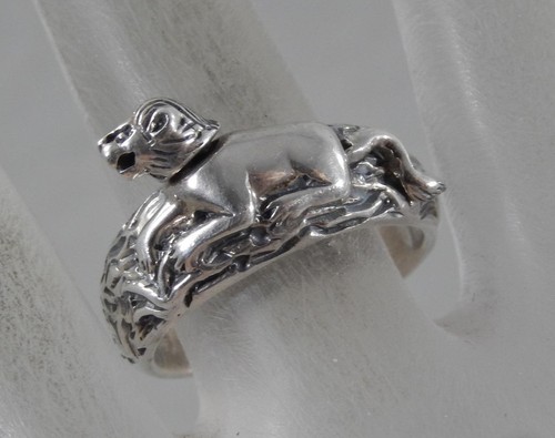 Vintage Unique Solid Sterling Silver LION Moving Head & Tail Ring 925 ...