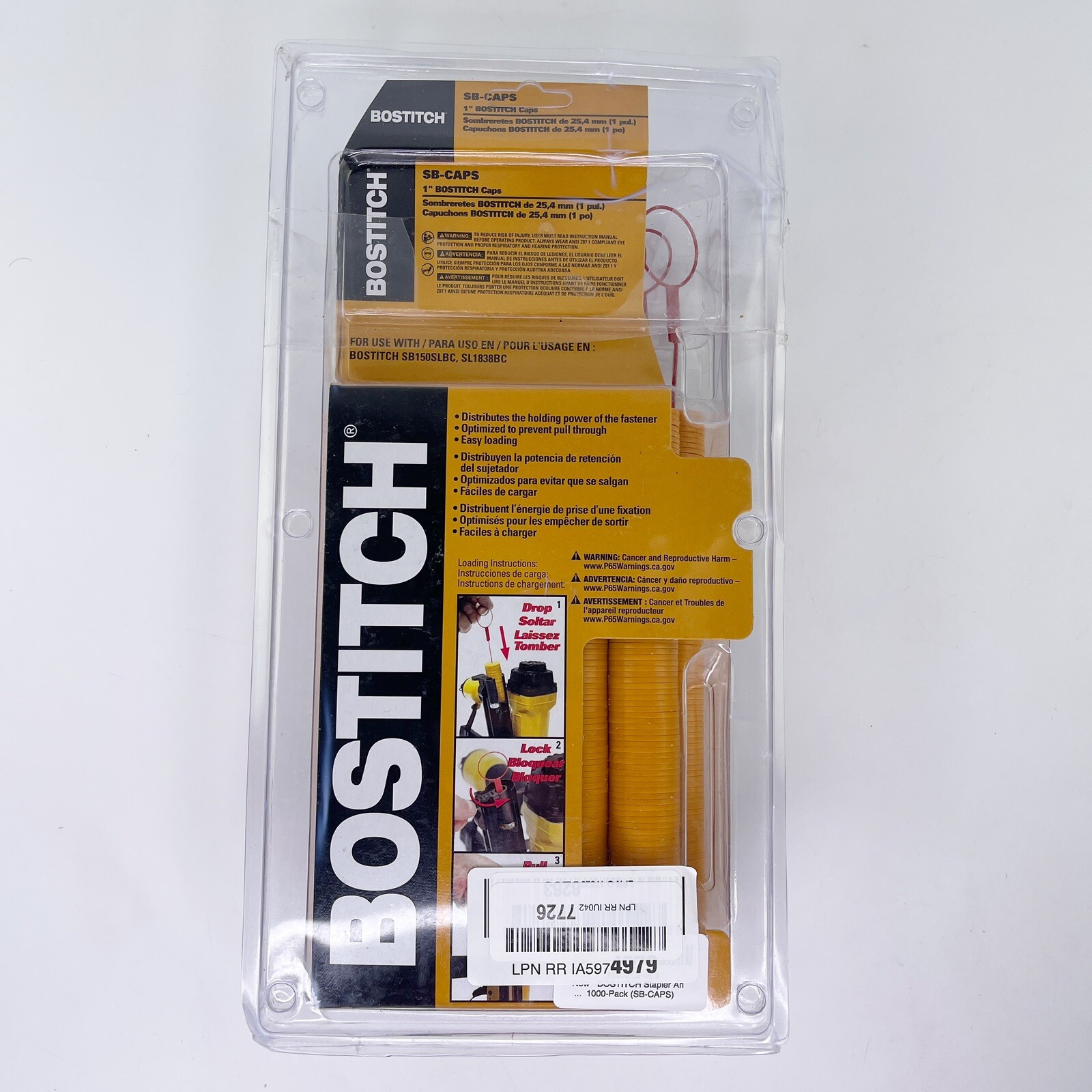 Bostitch CAPPAK-1M Cap Pack SB-Caps with 18ga 5/16” x 1” Staples 1M ...