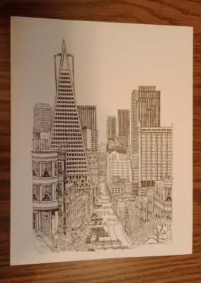 SAN FRANCISCO #1 pen ink print Richard "Ricardo" Ross California ...