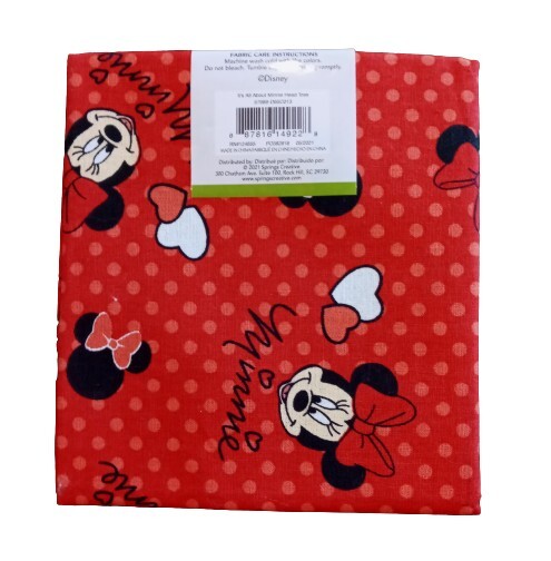Disney Fat Quarter Minnie Mouse Head Red White Hearts Poka Dot Fabric ...