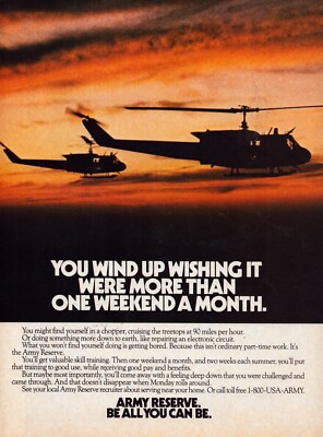 Vintage 1987 U.S. Army Reserves Recruitment Print Ad Helicopters | eBay