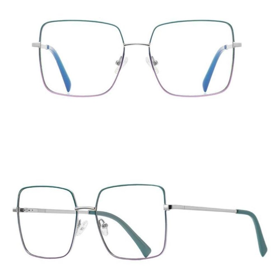 Oversized Square Rimmed Glasses Two-Tone Anti Blue Light Glasses Frame ...