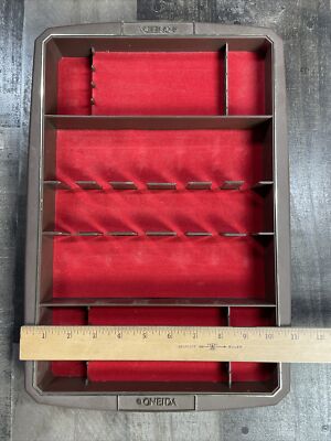 Vintage Oneida flatware storage tray drawer insert red felt brown ...