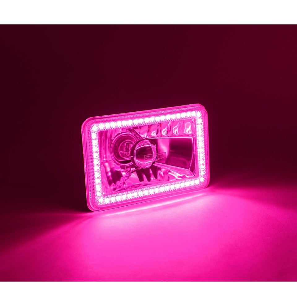 4X6 Pink SMD LED Halo Angel Eye Headlight Headlamp 60W Halogen Light ...