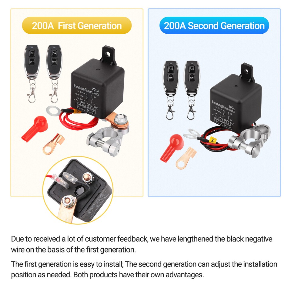 USA Wireless Dual Remote Car Battery Disconnect Relay Master Kill Cut ...