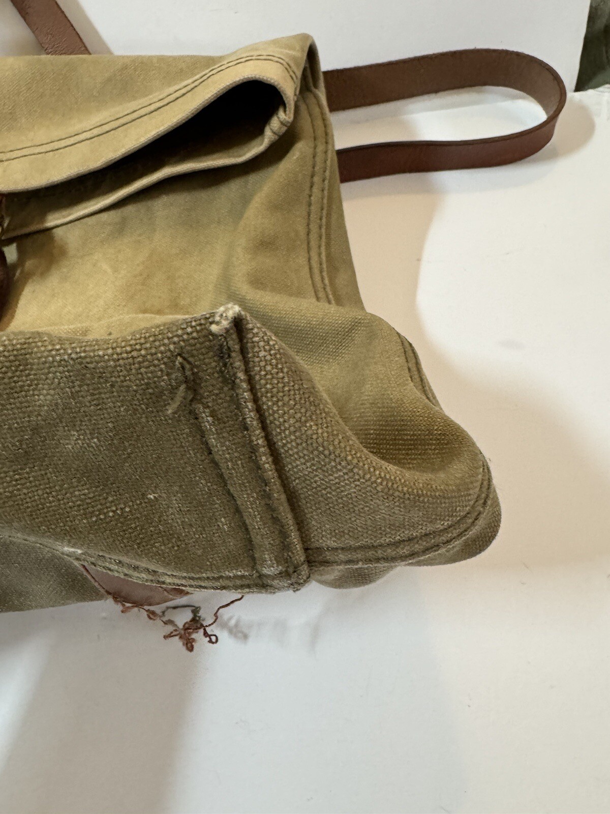 Madewell Fold over Backpack Canvas And Leather Trim, Olive Green! | eBay