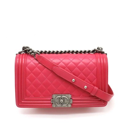 CHANEL Boy Chanel Matelasse Coco Mark Chain Bag Shoulder Leather P ...