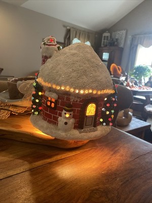 Vintage Ceramic Christmas IGLOO Light Up Snow House Santa Snowman Trees ...