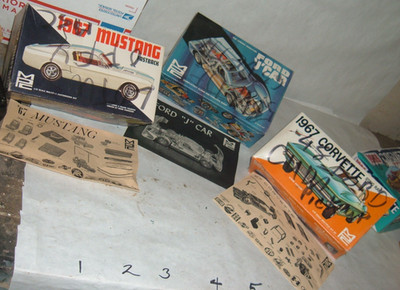 3 MPC MODEL BOXES W/ INSTRUCTIONS MUSTANG 1367 CORVETTE 567 FORD J CAR ...