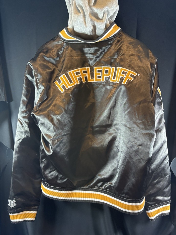 Harry Potter Hufflepuff Satin Varsity Letterman Jacket M Hogwarts | eBay