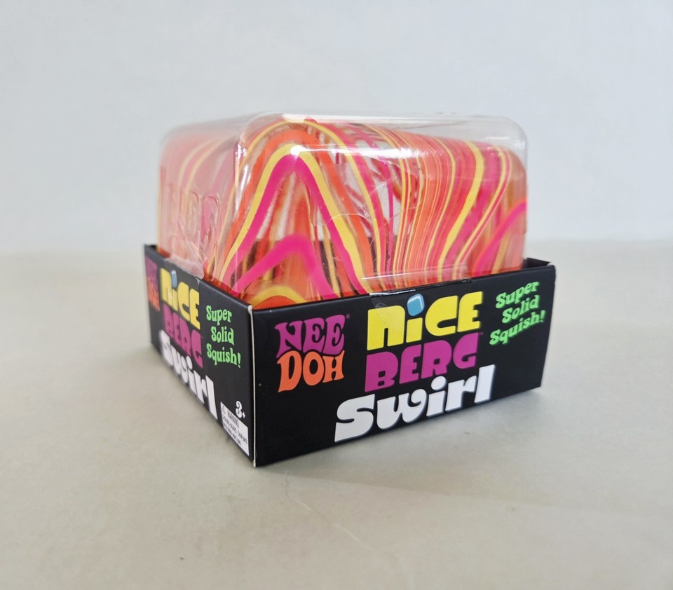 NeeDoh Nice Berg Swirl, XL Giant Nee Doh Squishy Swirl Cube Pink Orange ...