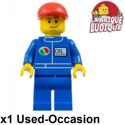 Lego Figurine Minifig City mécanicien octan oil bleu casquette oct064 ...