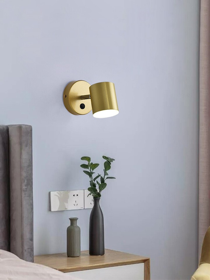 6W COB LED Acrylic Bedside Wall Light Fixture Rotating Lamp Head On/Off ...