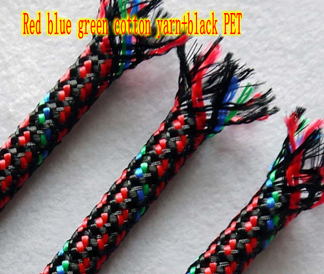 4mm/8mm/12mm PP Cotton Yarn +PET Mixed Braided Cable Sleeving-Harness ...
