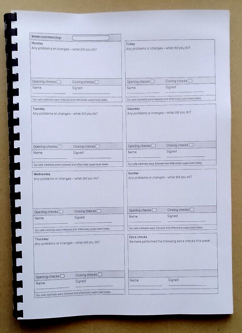 New Version Food Standard Agency 4 Weekly Review Sheets Diary - 66 ...