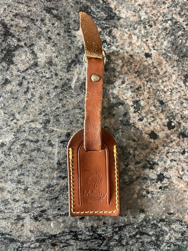 Genuine Mulberry Saddle Brown Tan Leather Luggage Name Tag Brass | eBay
