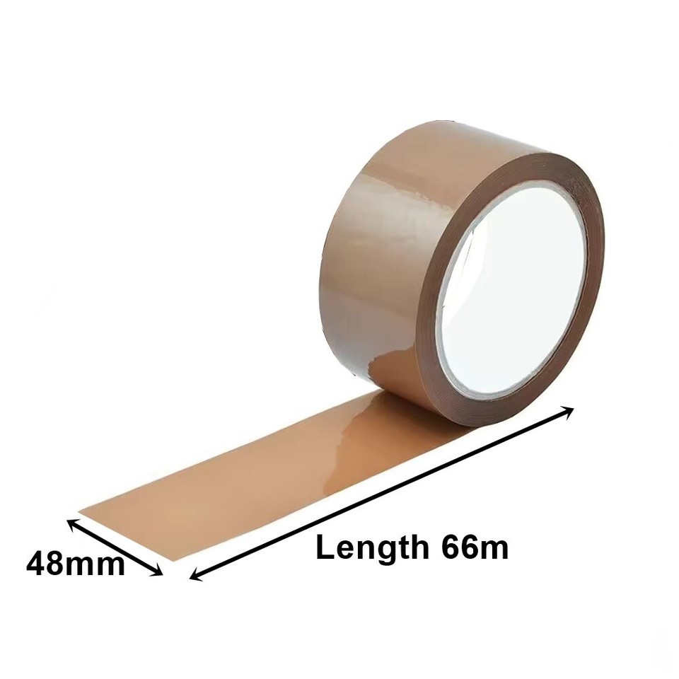 6/ 12 x Strong Brown Buff/Clear Parcel Packing Tape 48MM X 66M Box ...