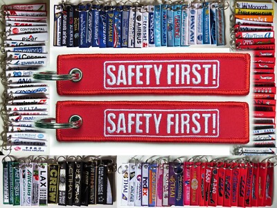 keyring SAFETY FIRST! keychain tag RED | eBay