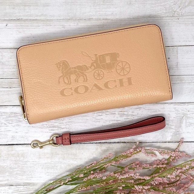 COACH C3548 Long Zip Around Embossed Horse And Carriage Ochre Leather for sale online | eBay