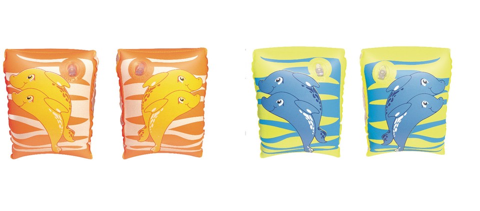 Dolphin Arm Bands Blue Orange SWIM Ring Kids Learn to Swim Float Wings ...