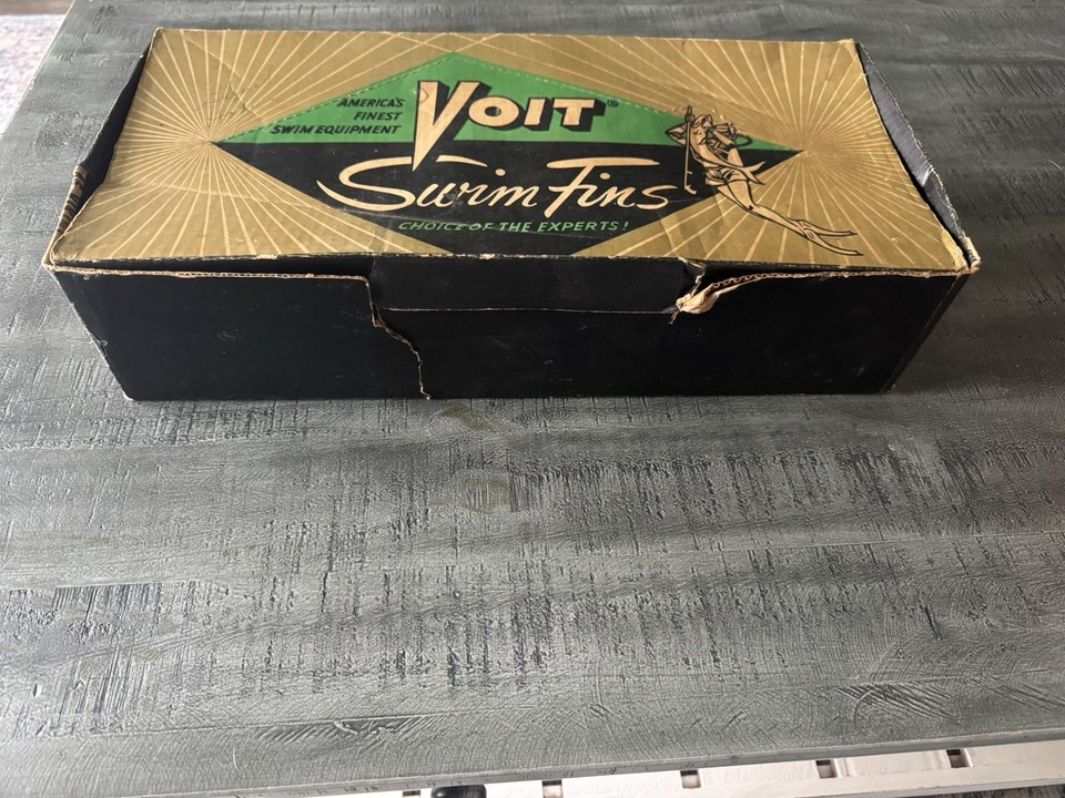 Vintage Voit Swim Fins Scuba Diving Flippers w/ Original Box Med. Large ...