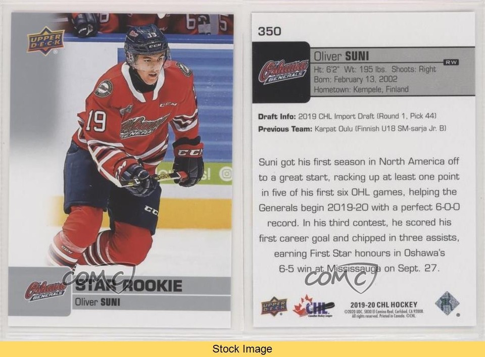 2019-20 Upper Deck CHL Star Rookie SP Oliver Suni #350 READ kr0 | eBay UK