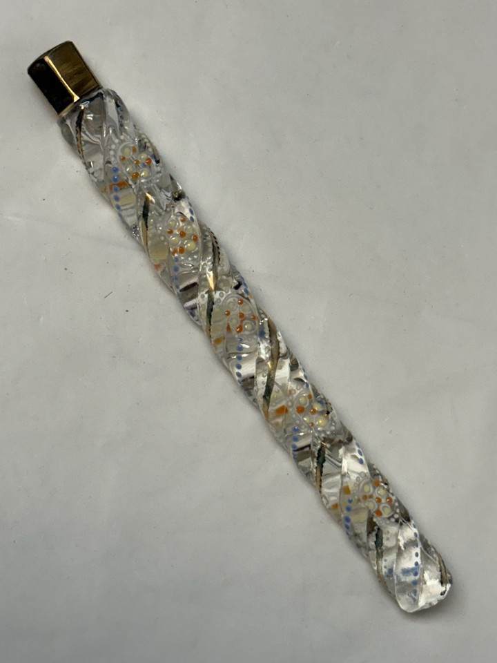 Antique Spiral Glass Enamel Flower Lachrymatory Tear Catcher Perfume ...