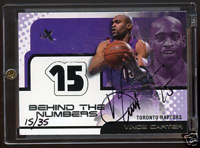 VINCE CARTER 2001 EX BEHIND THE NUMBER AUTOGRAPH JERSEY ED #15/35 1/1 ...