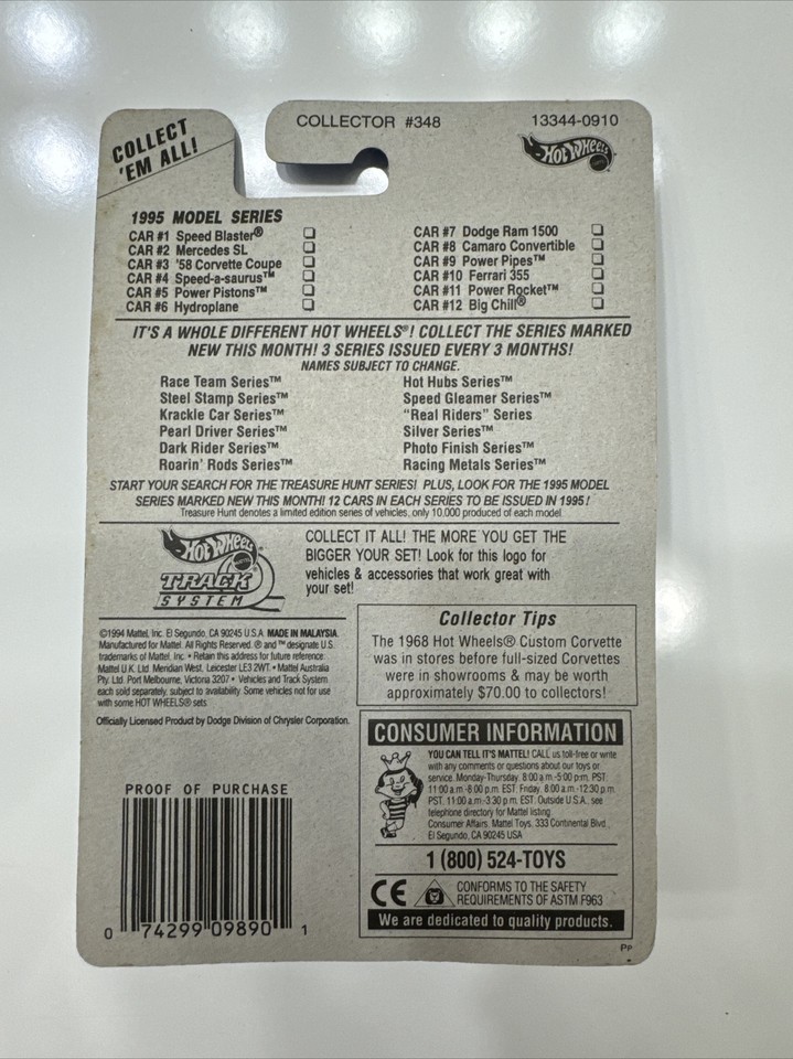 Hot Wheels 1995 Model Series #7 of 12 Collector #348 DODGE RAM 1500 | eBay