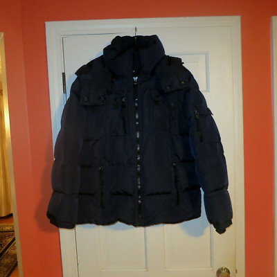 Sam. Men's Black Frontier Nylon Trim Hooded quality Down Jacket Size XL ...