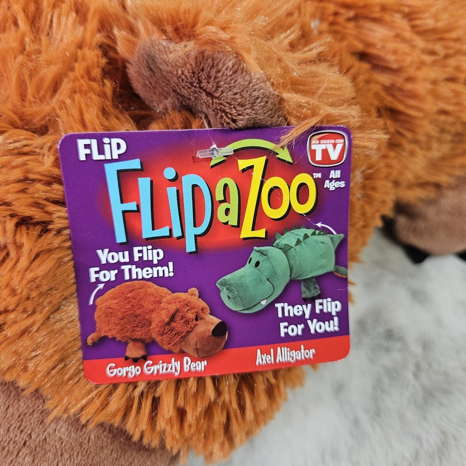 Flip a Zoo 20" Reversible Gorgo Grizzly Bear Axel Alligator Stuffed ...