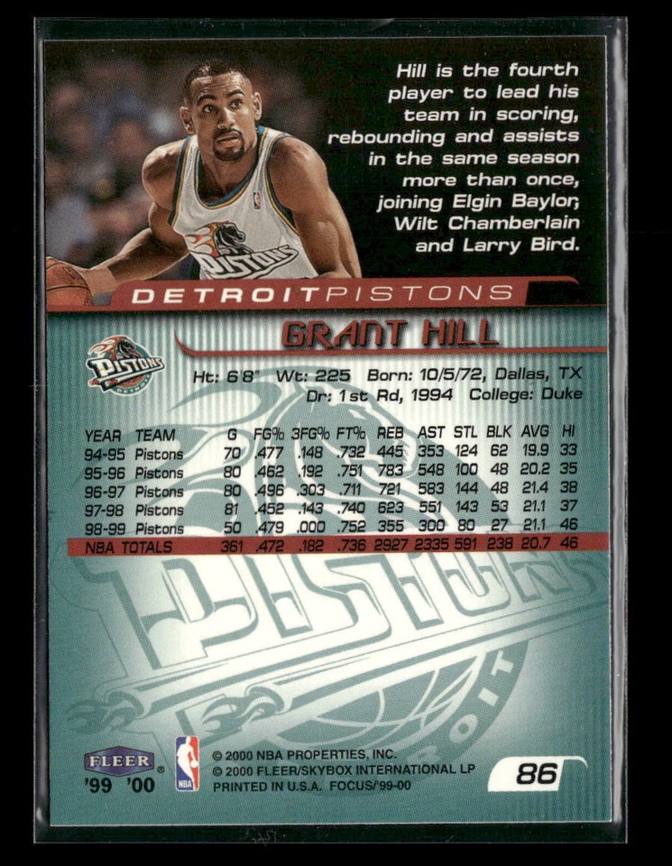 1999-00 Fleer Focus #86 Grant Hill | eBay