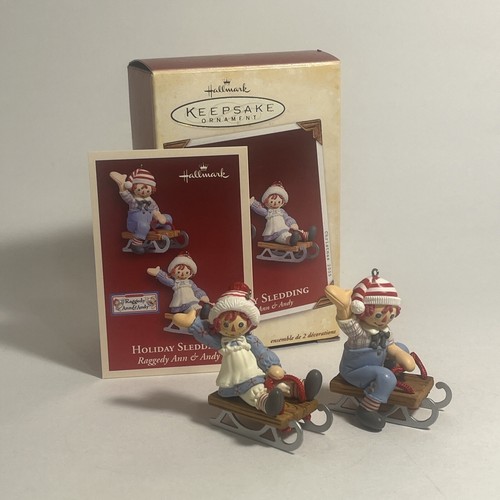 2005 Hallmark Holiday Sledding Raggedy Ann and Andy Ornament Set | eBay