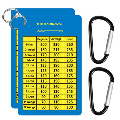 2Pcs Quick Reference Distance Guide Card Golf Club Range Chart Card ...
