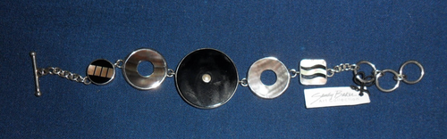 Sandy Baker Sterling Silver Geometric Bracelet Signed Art Jewelry ...