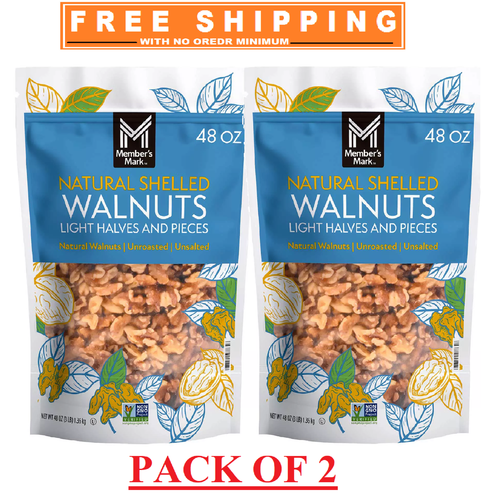 2 PACK - Member's Mark Natural Shelled Walnuts 3 lbs (Total 6 lbs) FREE ...