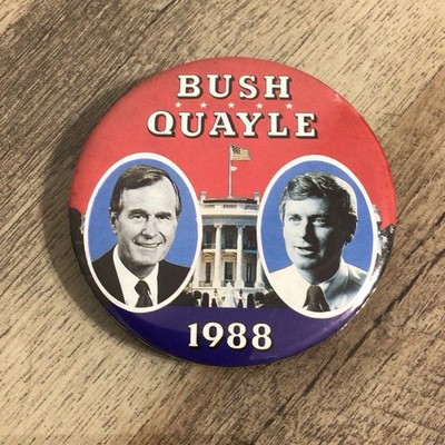 Vintage 1988 George Bush / Dan Quayle Political Button Pinback Pin | eBay