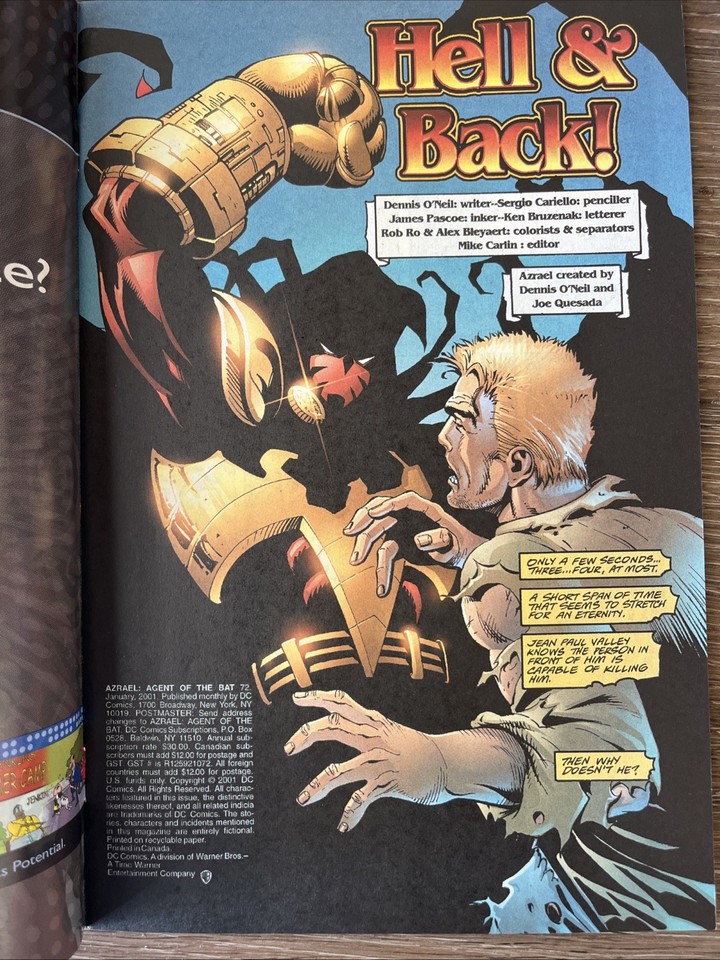 Azrael: Agent of the Bat #72 DC Comics January 2001 Oneil Cariello Pascoe | eBay