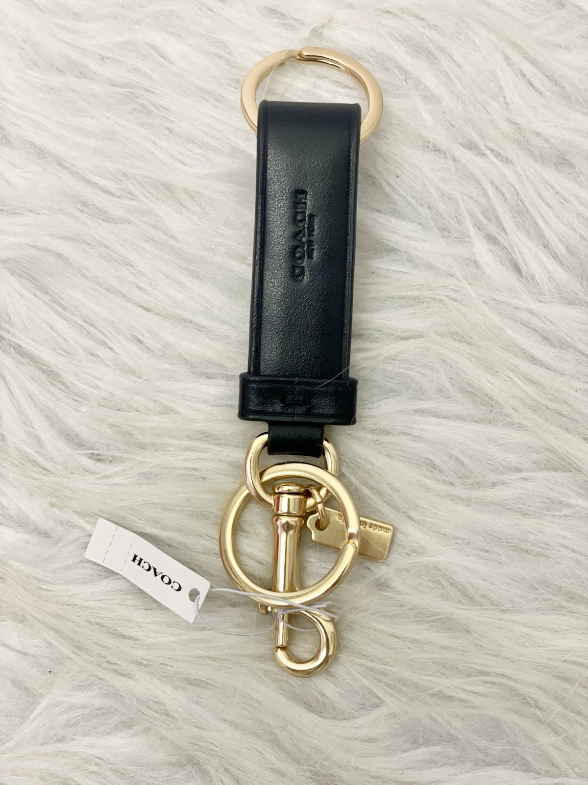Coach Leather Trigger Snap Bag Charm Black Valet Key Ring Fob | eBay