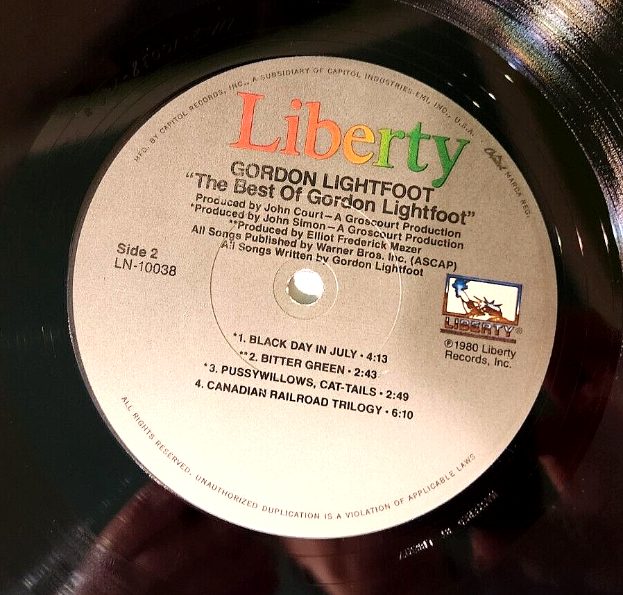 Best Of Gordon Lightfoot (1980 Liberty Vinyl LP Playtested LN-10038) | eBay