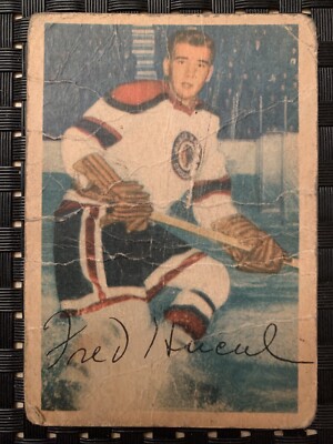 1953-54 PARKHURST HOCKEY FRED HUCUL CHICAGO BLACK HAWKS #71 - Creases ...