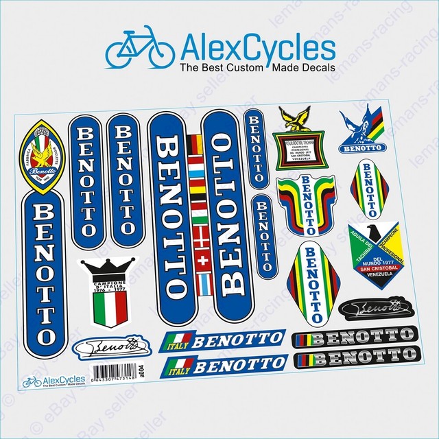 Benotto Campagnolo Restoration Decals Flags Frame Fork Kit Stickers for ...