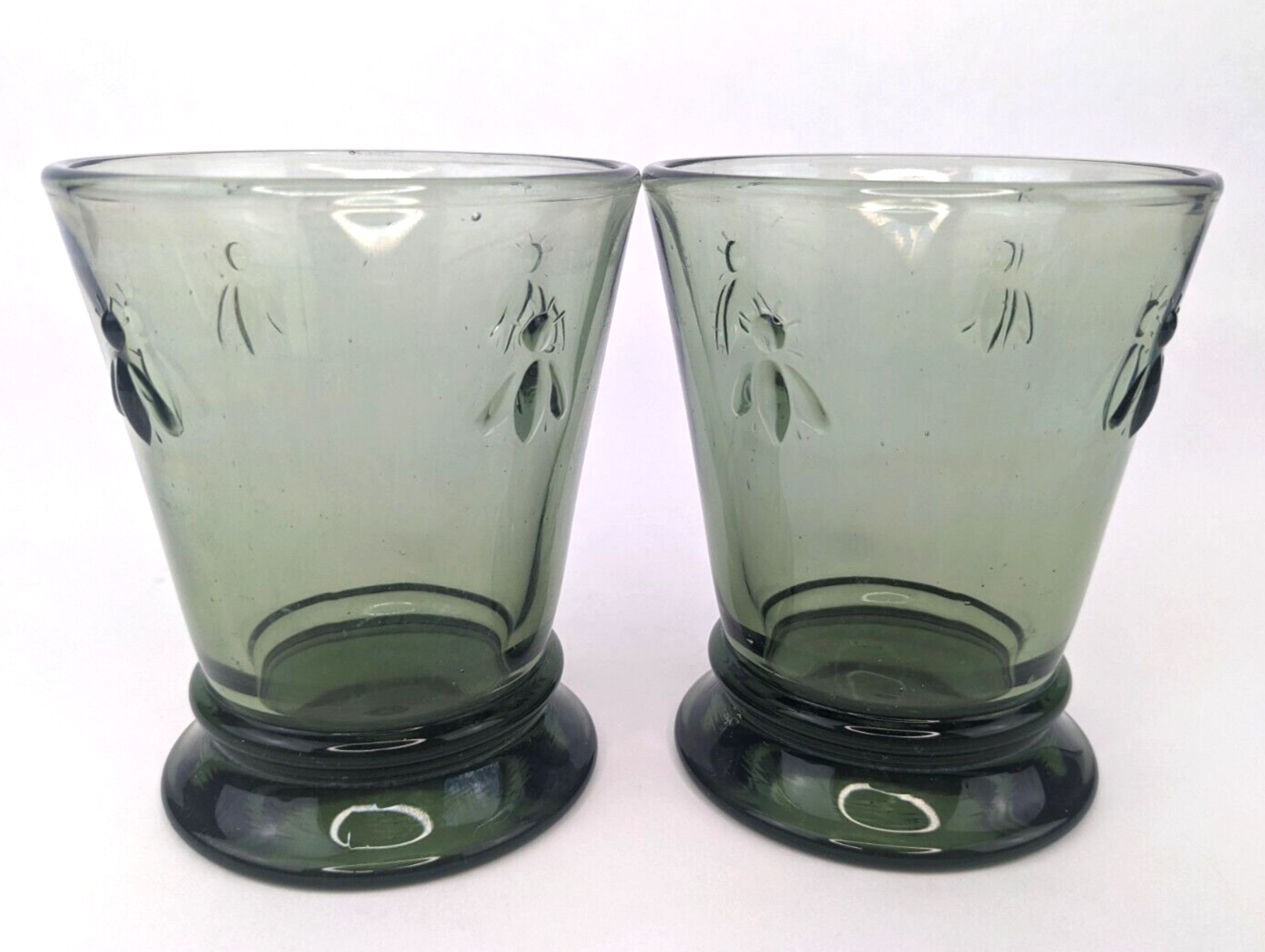 La Rochere Napoleon Bumble Bee Green Glass Tumbler France Set of 2 | eBay