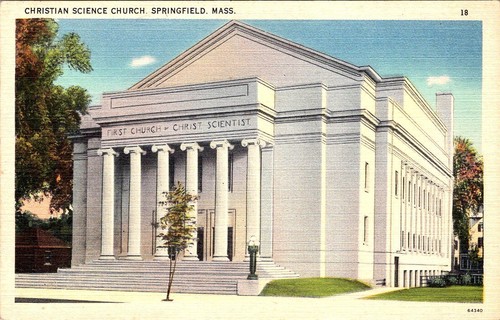 Christian Science Church, SPRINGFIELD, Massachusetts Linen Postcard ...