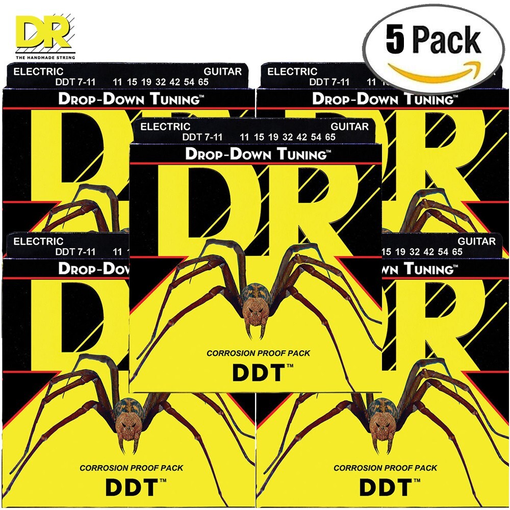 5-PACK DR DDT7-11 7-String Drop Down Tuning Nickel Electric Guitar ...