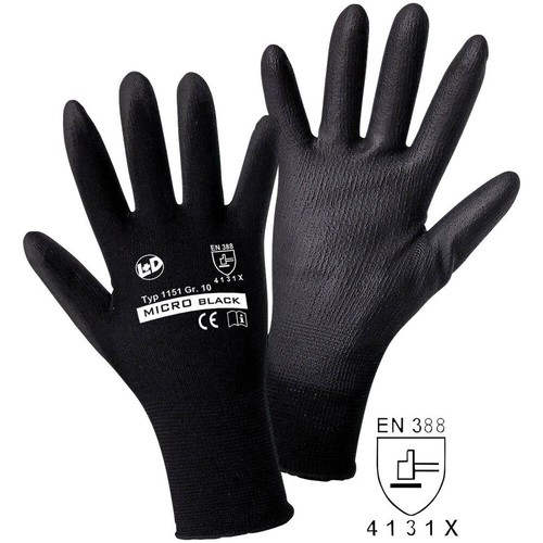 Gants L+D1151-M MICRO, Nylon-PU Noir, Taille 8, EN 388 CAT II | eBay